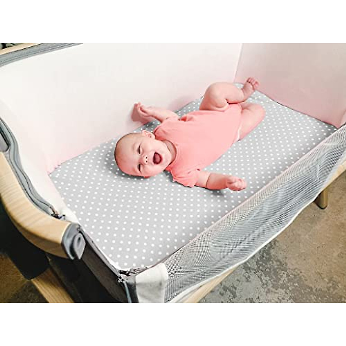 Bassinet Bed Sheets – Bassinet Fitted Sheets 4 Pack – 100% Jersey Knit Cotton Cradle Sheets – Bassinet Bedding for Standard Size Oval or Rectangular Bassinet Pads – Bassinet Sheet for Boy & Girl