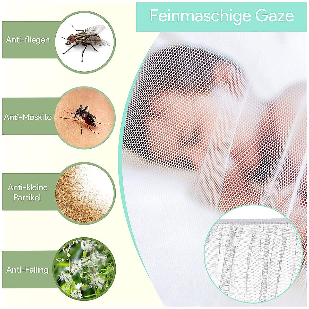 HUAILEI Baby Mosquito Net - Durable Stroller Cover,Honeycomb Grid Stroller Netting Mosquito for Baby Bug Net for Strollers,Bassinets, Child Safety Seat and Portable Mini Crib （2PCS,White and Brown