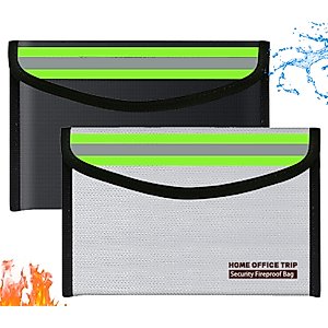 5"x8" Small Fireproof Bag Money Bag Home Office Travel Fireproof Safe Storage Pouch for Document Cash Valuables Jewelry Keys Mobile Power Supply Power Bank Lipo Battery