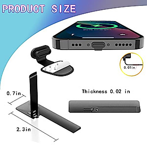 Ultra-Thin Metal Phone Stand Portable Universal Stays Stable Vertical and Horizontal Stand with Anti-Lost Dust Plug iPhone Lightning Port Dust Cover-Black