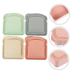 KICHOUSE 4pcs Portable Sandwich Containers Toast Shape Food Storage Holders for Camping Picnics and Meal Prep Bread Snacks and Fruits Sealing Box Kitchen Supplies