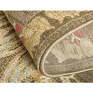 Unique Loom Edinburgh Collection Classic Oriental Traditional French Country Inspired Border Design Area Rug, 5 x 8 ft, Brown/Beige