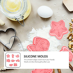 Hemoton 32 Pcs Animal Cookie Cutters Stamped Cookie Mold Silicone Baking Mold Cake Mold Kids Stampers Blank Wooden Craft Plaques Candy Gummy Dolphin 3d Pink Biscuit