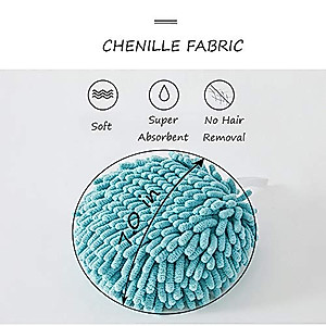 RINTATI Microfiber Hand Towel For Bathroom Blue and Grey Chenille Fluffy Decorative Small Soft Towel Ball with Loop for Kitchen Powder Room.