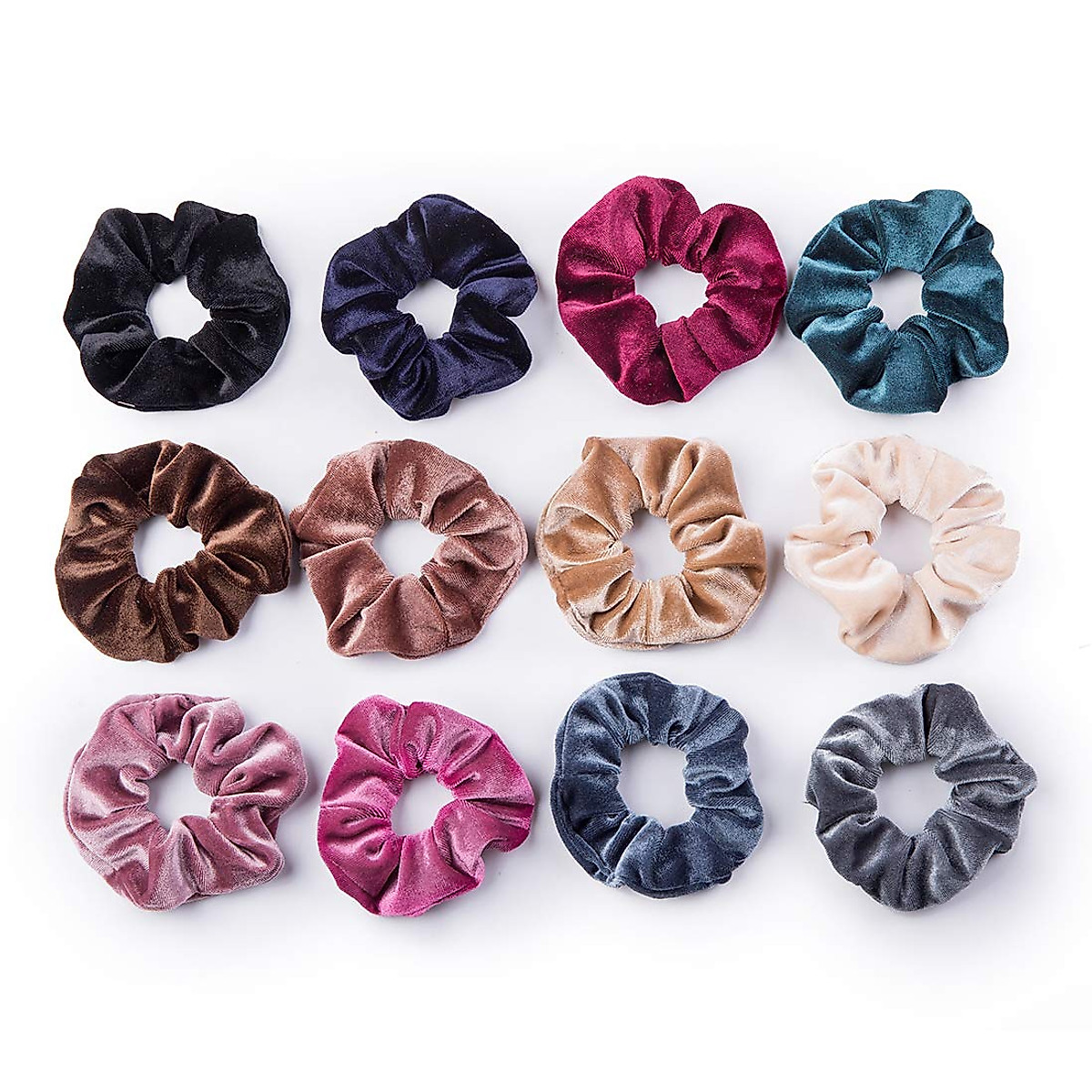 12 Pack Velvet Hair Scrunchies Scrunchy Hair Ties Elastic Hair Bands Ropes Scrunchie for Women or Girls Hair Accessories (12 Colors)