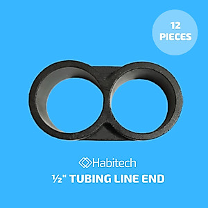 Habitech 1/2" Figure 8 End Cap Plug Irrigation Fittings (12 Pack) - Drip Line Plug Closures compatible with Rain Bird and Most 1/2" Irrigation Tubing or Sprinkler Systems