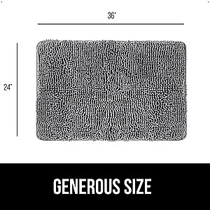 Gorilla Grip Bath Rug 36x24, Thick Soft Absorbent Chenille, Rubber Backing Quick Dry Microfiber Mats, Machine Washable Rugs for Shower Floor, Bathroom Runner Bathmat Accessories Décor, Grey