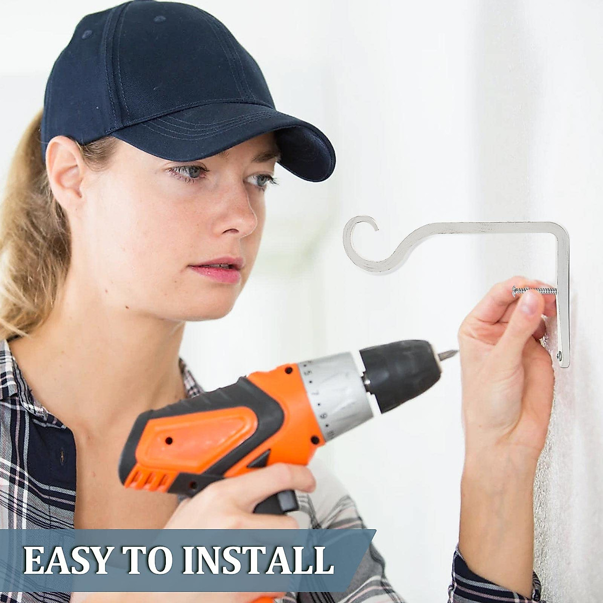 BOLITE 18032 Hanging Plant Brackets, 6 Inch Plant Hooks, Decorative Wall Plant Hanger for Hanging Bird Feeders, Planters, Lanterns, Wind Chimes, Indoor & Outdoor Home Decors, 2 Pack, Retro White