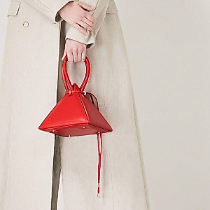 moderngenic 'Pyramid' Luxury Handbag, Fashion Cross-body Shoulder Bag, Soft PU Leather Designer Handbag for Women/Girls (Red)