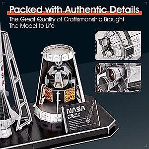 NASA Apollo Saturn V 3D Puzzles for Adults Kids Space Toys for Boys 5-8 Rocket Ship Building Puzzles for Kids Ages 8-10 12-14 Crafts for Adult Space Exploration Puzzle Model Kit Building, 136 Pieces