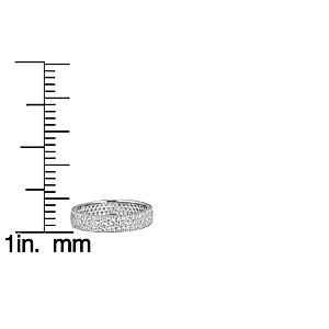 Sterling Silver Cubic Zirconia 3 Row Pave Eternity Band Rings