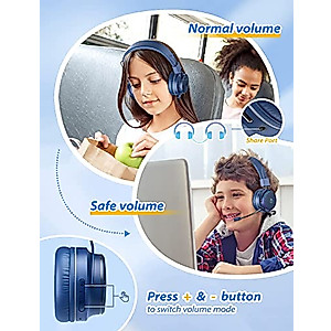 iClever Kids Bluetooth Headphones LED Light Up - 360° Extendable Microphone - 85/94 dB Safe Volume, 35Hrs Playtime, Shareport, Foldable Wireless Headphones for Kids/PS4/Xbox One/Switch/PC/Tablet