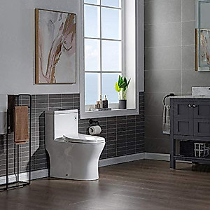 WOODBRIDGEE Modern Elongated One piece Toilet Dual flush 1.0/1.6 GPF,with Soft Closing Seat,1000 Gram MaP Flushing Score Toilet with Oil Rubbed Bronze Button,B0750-ORB,White