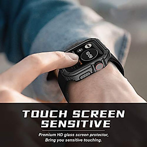 Recoppa Rugged Apple Watch Case 42mm Series 3/2/1 with Screen Protector, Durable Military Grade Quattro Pro Series Drop-Proof Protective Cover Full Coverage Shock-Proof Bumper for Men iWatch(Black)