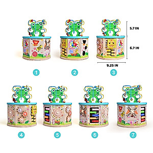 FUN LITTLE TOYS Activity Cube Toys Baby Wooden Bead Maze Shape Sorter Toys, Activity Cube for Toddlers