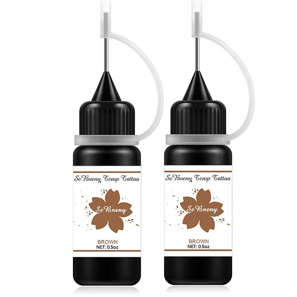 Temporary Body Art Painting Kit Temporary Tattoo Paste Natural Color Temp Tattoos Semi Permanent Freehand Gel(Plant Based) DIY Fake Freckles 60Pcs Small Tattoo Stencils Full Kit 2 Bottles(Brown)