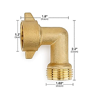 Stanbroil 90 Degree Garden Hose Elbow adapter- Solid Brass Fittings, RV Accessories for Outside Water Faucet 3/4" FHT x 3/4" MHT (2 pack)