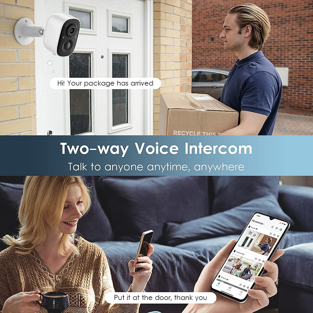 Solar Security Cameras Wireless Outdoor, Outdoor Camera Wireless 2-Way Talk Battery Powered Wi-Fi Cameras for Outside/Indoor 1080P Night Vision AI Motion Detection Spotlight Siren Alarm Waterproof