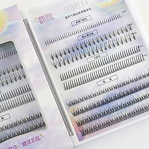 LASGOOS False Eyelash Extensions, Natural 3D Effect 320pcs Mixed Set C curl Individually Packed, Synthetic Fiber, for Home DIY, Wedding, Work, Date, Night Out
