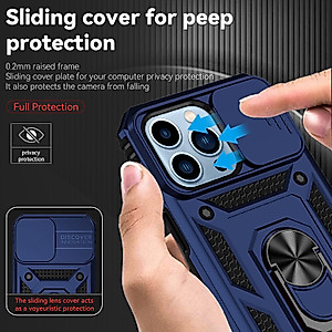 Hitaoyou for iPhone 13 Pro Max Case, iPhone 13 Pro Max Case with Camera Cover & Kickstand Military Grade Shockproof Heavy Duty Protective with Magnetic Car Holder Case for iPhone 13 Pro Max 6.7" Blue