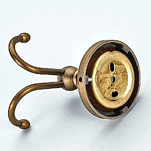 Leyden Antique Brass Towel Hooks, Bathroom Double Robe Hooks Brushed Brass Coat Hanger Hanging Towel Wall Mounted