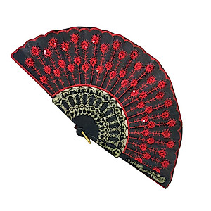 VOSAREA 3pcs plastic fan ventiladores portatiles red fan Portable fan Handmade fan Summer fan collapsible fan folding fan hand fans for women dancing fans sequin fan manual Spain Miss