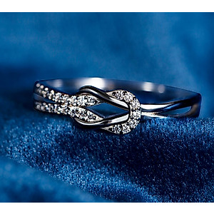 MOTHER & DAUGHTER RING SQUARE KNOT RING STERLING SILVER RING SIZE 5-10 WITH GIFT BOX AND POEM (Silver, 8)