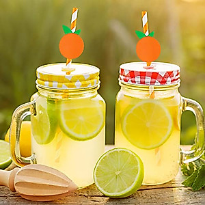 100 Pcs Orange Paper Straws Little Cutie Baby Shower Straws Orange Fruit Straws Disposable Drinking Paper Straws for Baby Shower Decorations Birthday Party Supplies, 0.24 x 7.76 Inches