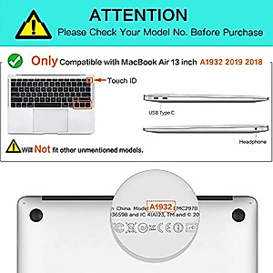 MOSISO Keyboard Cover Compatible with MacBook Air 13 inch 2019 2018 Release A1932 Retina Display with Touch ID, Waterproof Dust-Proof Protective Pattern Silicone Skin, Colorful Clouds