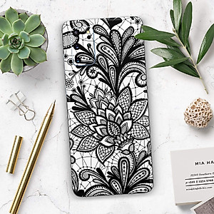 DesignSkinz Black and White Geometric Floral Protective Vinyl Decal Wrap Skin Cover Compatible with The Samsung Galaxy S20 (Screen Trim & Back Glass Skin)