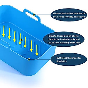 Air Fryer Silicone Liners - 2Pcs Reusable Silicone Pot for Ninja Foodi DZ201/DZ401 Dualzone Air Fryer, Oven Insert Silicone Bowl, Replacement of Parchment Paper Liners, Non Stick Basket Accessories