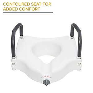 Drive Medical RTL12027RA 2-in-1 Raised Toilet Seat with Removable Padded Arms, Standard Seat