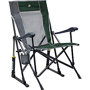 GCI Outdoor Roadtrip Rocker Collapsible Rocking Chair & Outdoor Camping Chair, Green/Grey