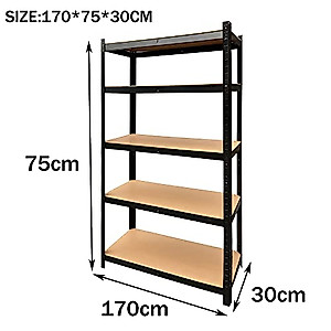 67" Storage Shelves, Heavy Duty Steel Frame 5-Tier Garage Shelf, Metal Multi-Use Storage Shelving Unit for Home/Office/Dormitory/Garage (1, Black)
