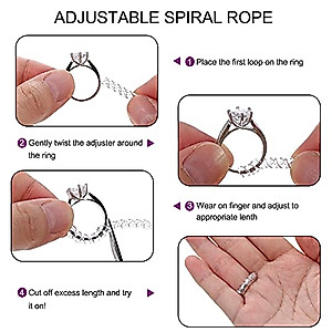 Invisible Ring Sizer Adjuster Ring Spacer Ring Guards Ring Sizer Loose Ring Size Reducer with Ring Gauge Measuring Tool Jewelry Polishing Cloth and Scissors for Man and Woman Rings（53pieces)