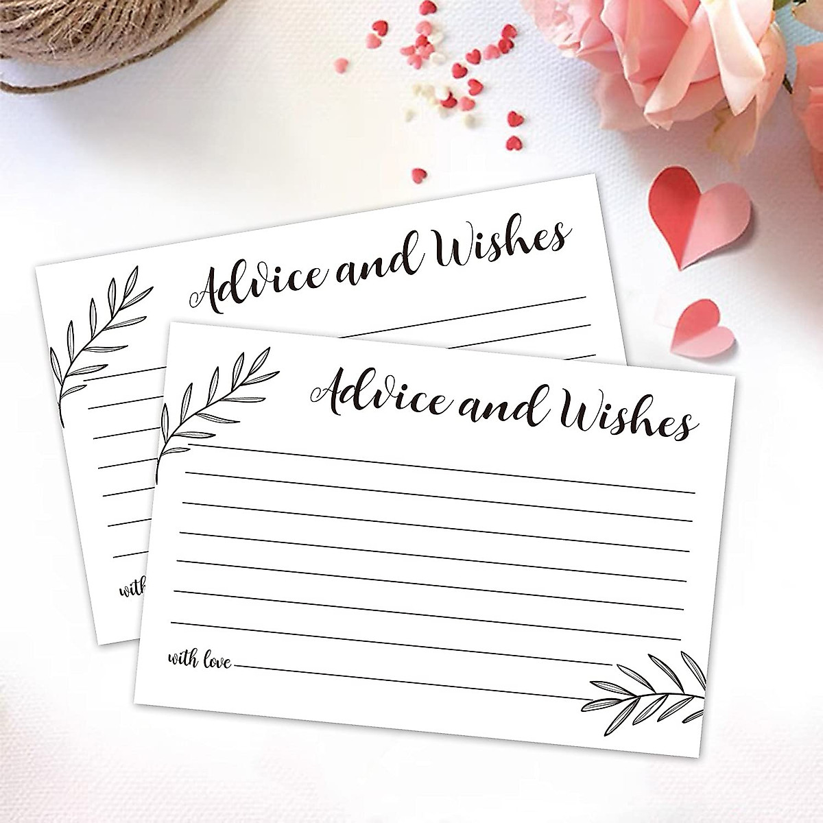 Advice and Wishes Cards, 50 Cards, for Wedding, New Mr and Mrs, Baby Shower, Retirement, Graduation, Anniversary (4inch x 6inch), White
