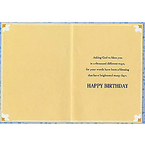 Designer Greetings Blessed are They: Blue and Yellow Branches and Leaves Religious Birthday Card for Pastor