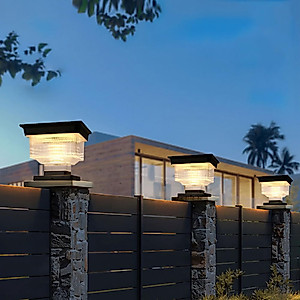 VELLOW Solar Post Lamp, Outdoor Post Lantern with Pier Mount Base, Motion Sensor Solar Lamp Column Lights, Aluminum Waterproof Outdoor SolarStigma Lamps Decorations Landscape Lighting for Patio