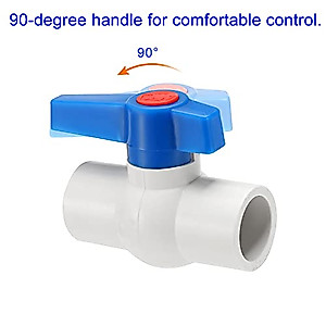 M METERXITY 2 Pack Ball Valve - Irrigation Water Flow Control, Slip Plastic Shut-Off Valve, Apply to Outdoor/Garden/Swimming Pools(25mm ID, White Blue)