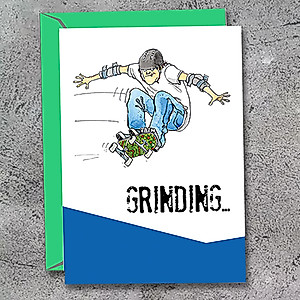 Play Strong Skateboarding Birthday Card 1-Pack (5x7) Power Player Illustrated Sports Birthday Cards Greeting Cards- Awesome for Skateboarders, Coaches and Fans Birthdays, Gifts and Parties!