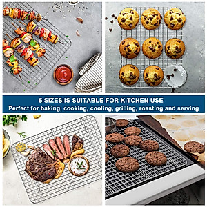 P&P CHEF Baking Rack Cooling Racks Set of 5, Stainless Steel Grid Cooking Roasting Rack for Home Kitchen Use, Oven & Dishwasher Safe, Healthy & Durable
