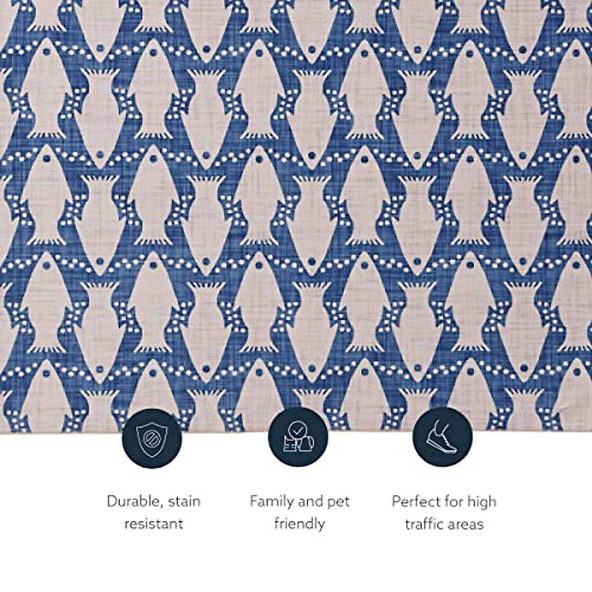 Linon The Anywhere Washable Rug Shayna Ivory/Blue 2' X 8' Runner Rug