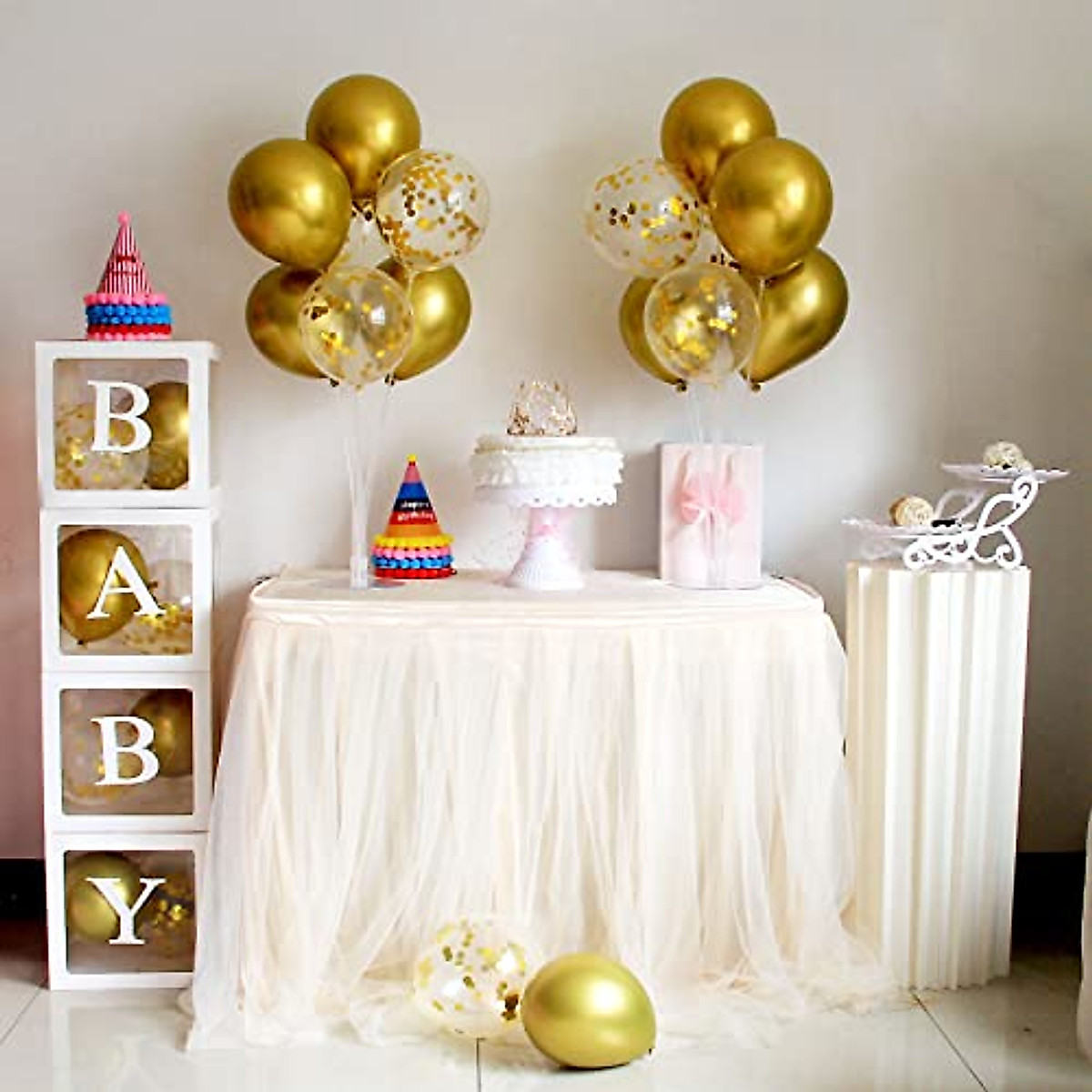 Balloon Stand, Gold Balloon Centerpieces for Tables, Graduation Party Decorations Baby Shower Engagement 1st 2nd 16th 18th 21th 30th 40th 50th 60th 70th 80th 90th 100th Birthday Decorations, Set of 2
