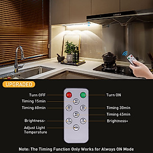 LED Motion Sensor Cabinet Light - Upgraded Remote Control 3 Light Modes Stepless Dimming Under Closet Lights 15.8”, USB Rechargeable Magnetic Lights for Kitchen Wardrobe Cupboard Office 2pcs