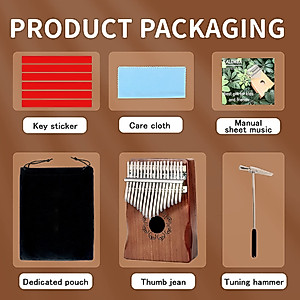 East top Kalimba 17 Keys Thumb Piano musical instrument Finger Piano with Mahogany Wood, Gift for Adults, Beginners and professinals