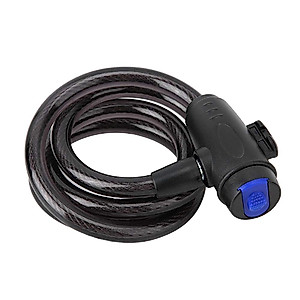 Wear-Resistant with Mounting Bracket Anti-Theft Bike Lock, Black Durable Bike Lock, Coiled Bike Locks for Indoor Outdoor