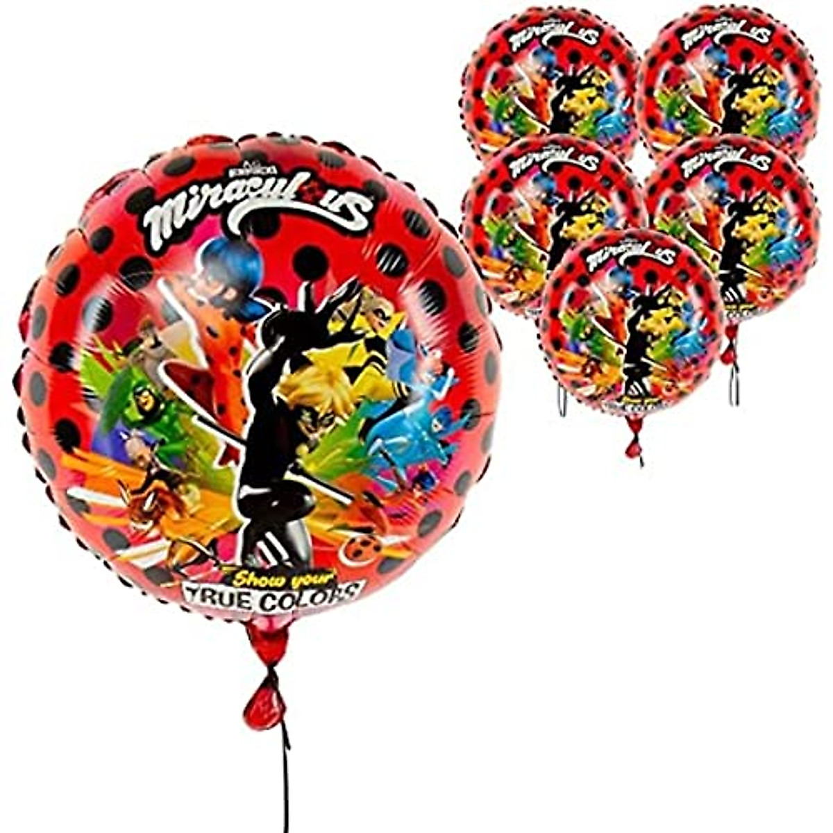 Miraculous Ladybug Party Balloon Set - 5 Count of 17 inch Foil Foil Balloons - Celebration, Birthday Party, Toddlers - Cat Noir - Party Supplies - Officially Licensed
