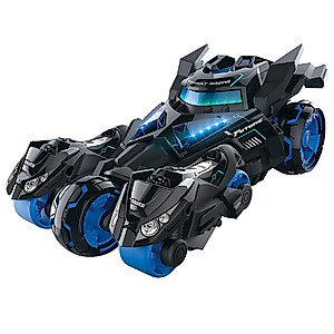 Pull Back Cars Toys, Pull Back Vehicles Motorcycle Launcher Toy Die-cast 3 in 1 Catapult Race Trinity Chariot (Black)