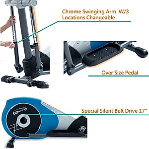 GOELLIPTICAL V-450T Standard Stride 17” Programmable Elliptical Exercise Cross Trainer with Adjustable Arms and Pedals and HRC Control for Cardio Fitness Strength Conditioning Workout at Home or Gym