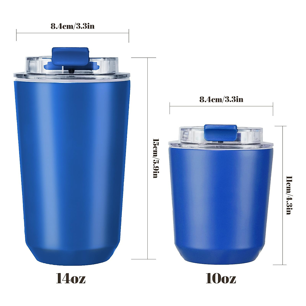 Puraville Insulated Tumblers with Lid, 14 oz Travel Coffee Mug Stainless Steel Vacuum Cup, Leak Proof Reusable Double Walled Coffee Tumbler for Iced and Hot Drinks, Klein Blue